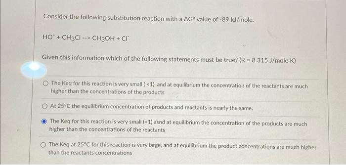 Solved Consider the following substitution reaction with a | Chegg.com