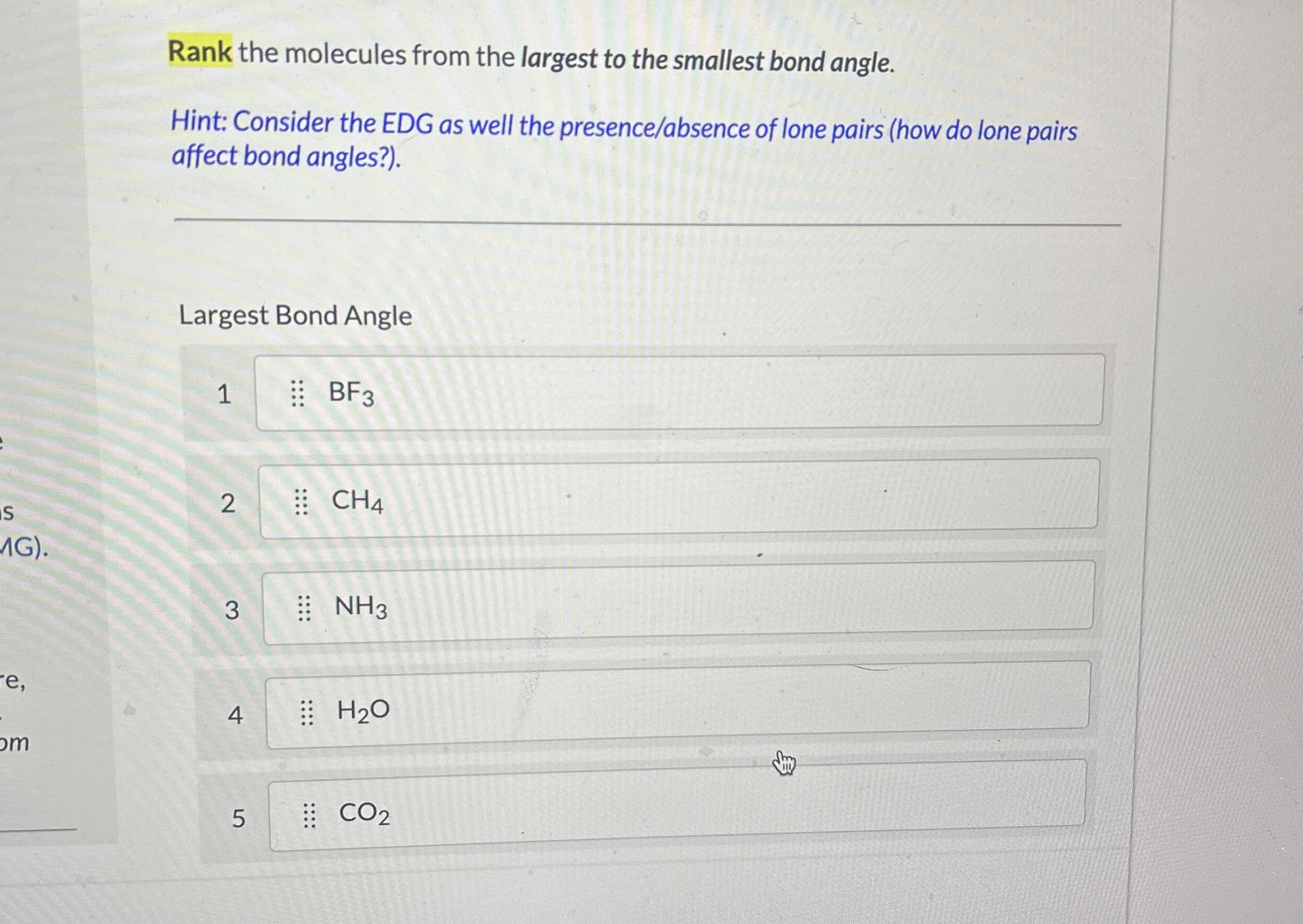 Solved Rank the molecules from the largest to the smallest | Chegg.com