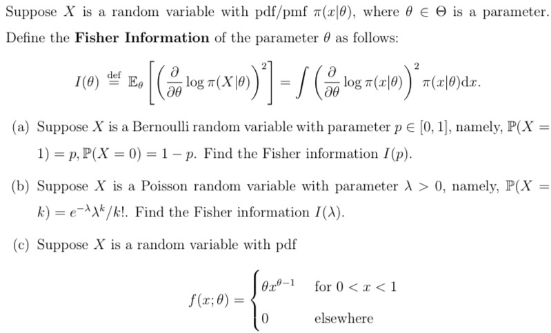 Solved Suppose x ﻿is a random variable with pdf (θ|), ﻿where | Chegg.com