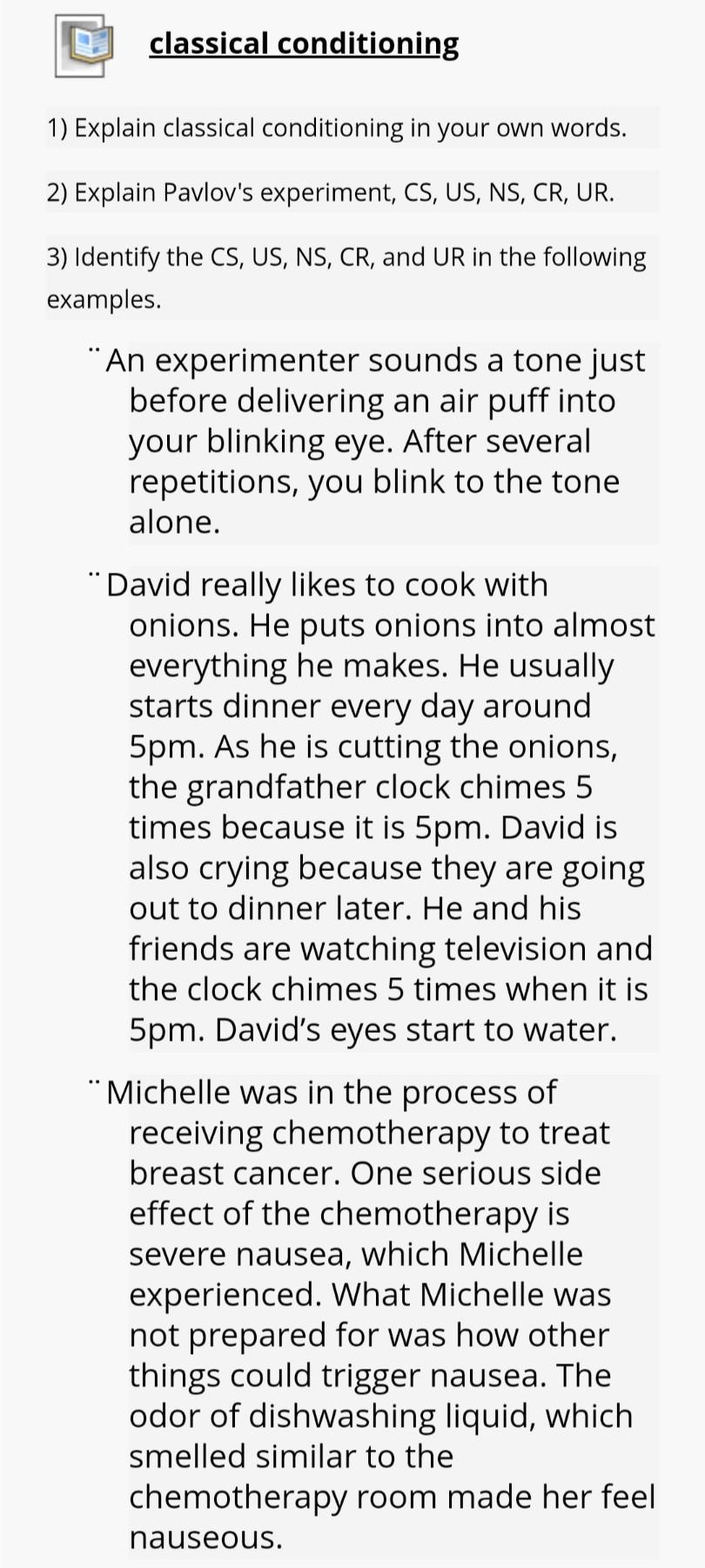 Solved classical conditioning 1) Explain classical | Chegg.com