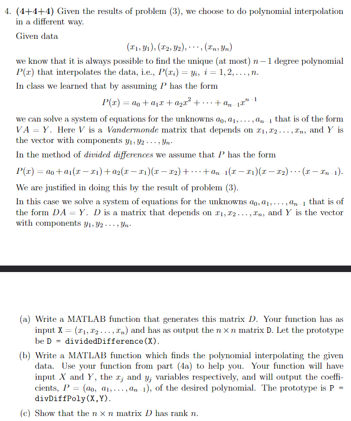 Solved (4+4+4) ﻿Given the results of problem (3), ﻿we choose | Chegg.com
