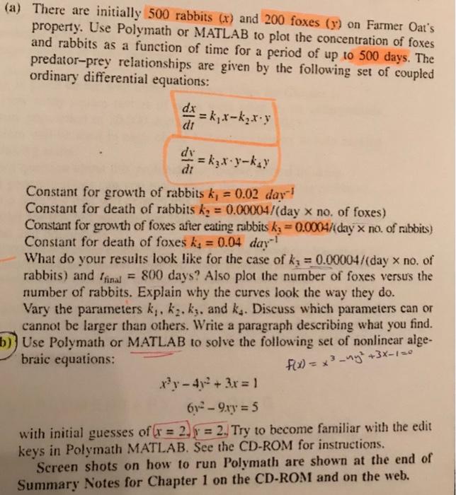 Solved i want solve plot x,y rabbit versus foxs i want draw | Chegg.com