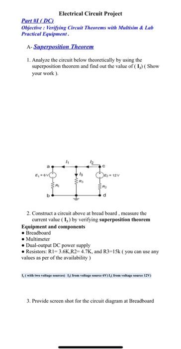 Solved Electrical Circuit Project Part #I(DO Objective: | Chegg.com