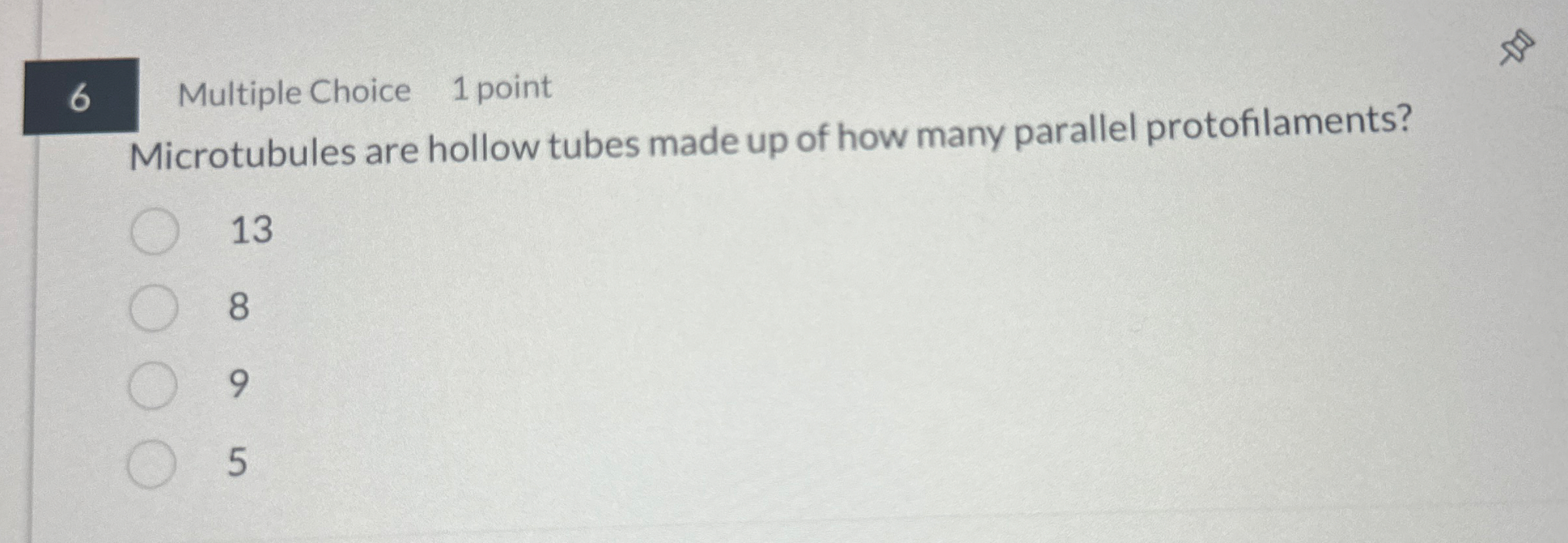 Solved 6Multiple Choice1 ﻿pointMicrotubules are hollow tubes | Chegg.com