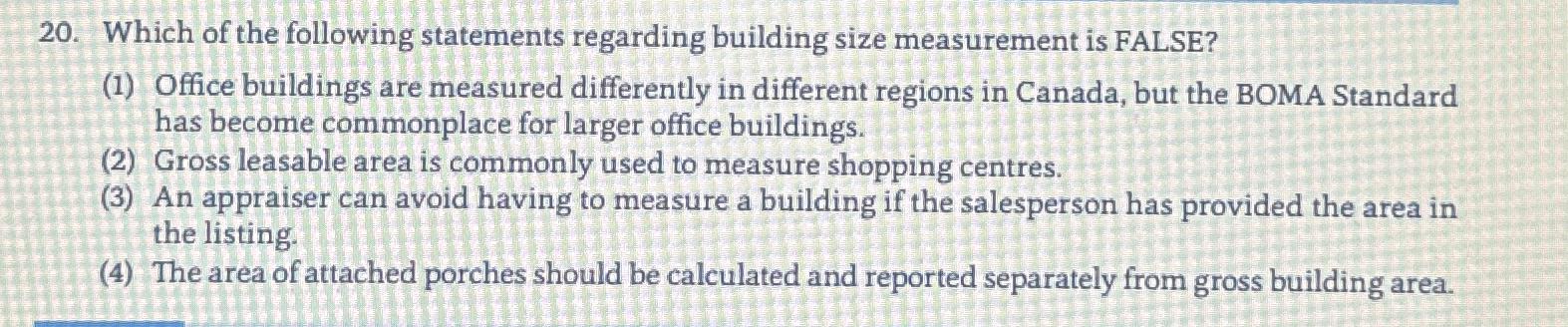 Solved Which of the following statements regarding building | Chegg.com