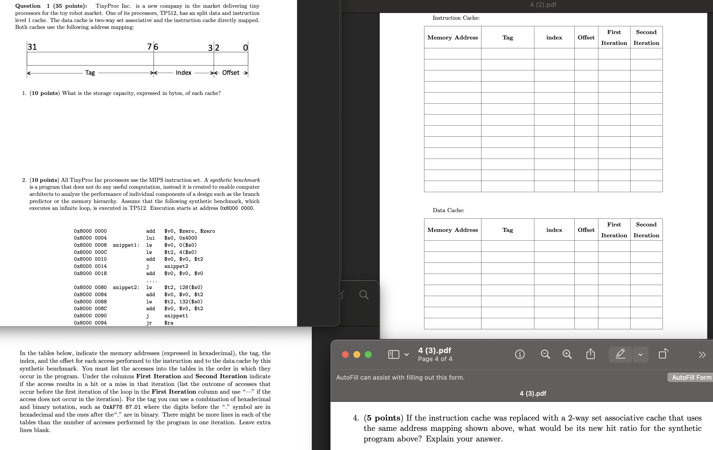 Solved (5 ﻿points) ﻿If the instruction cache was replaced | Chegg.com