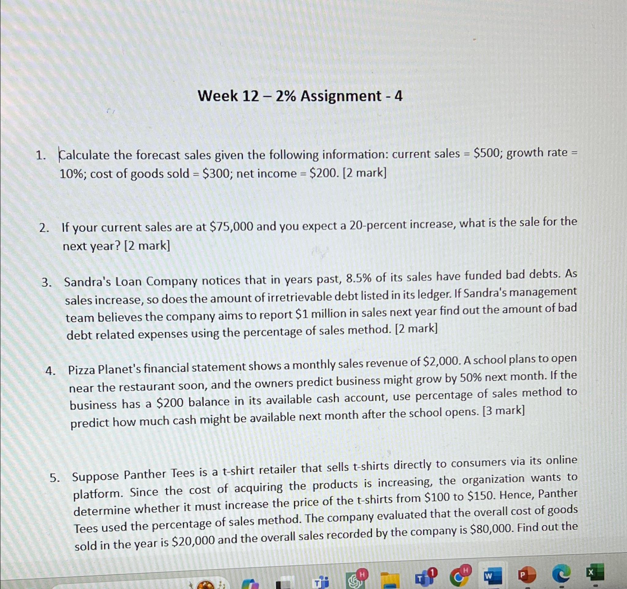 Solved Week 12 - 2% ﻿Assignment - 4Calculate the forecast | Chegg.com