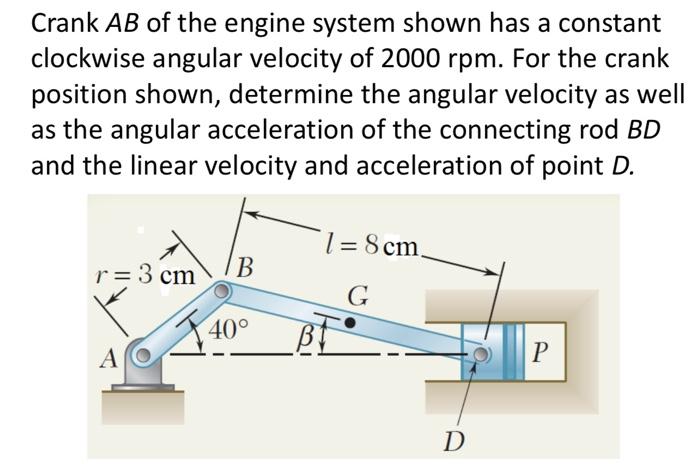 Solved Crank AB of the engine system shown has a constant | Chegg.com