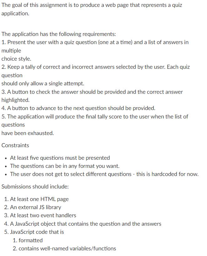 Solved The goal of this assignment is to produce a web page | Chegg.com
