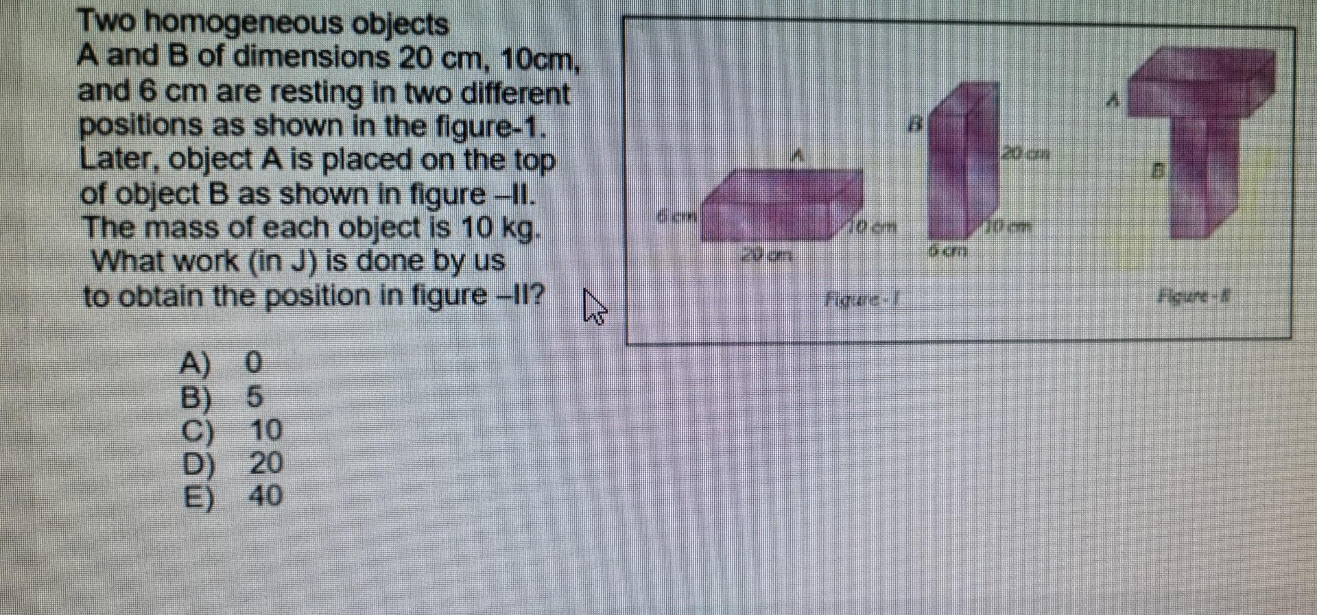 Solved Two homogeneous objects A and B of dimensions 20 cm, | Chegg.com