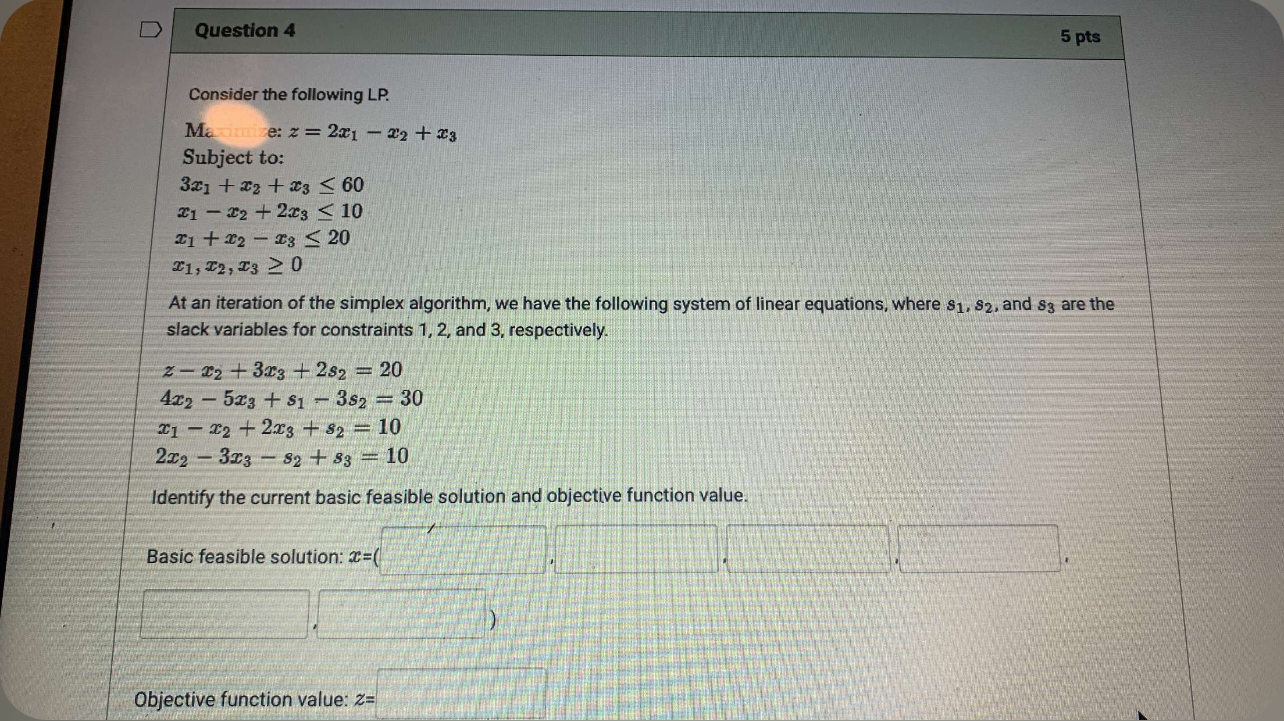 Solved Question 45 ﻿ptsConsider the following LP. ﻿Ma e: | Chegg.com