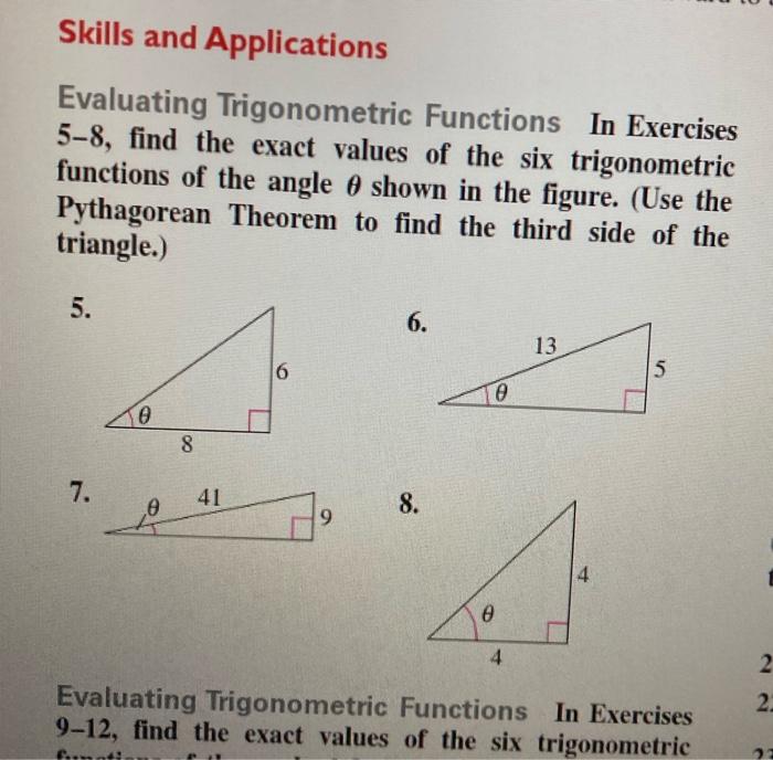 Solved Skills And Applications Evaluating Trigonometric
