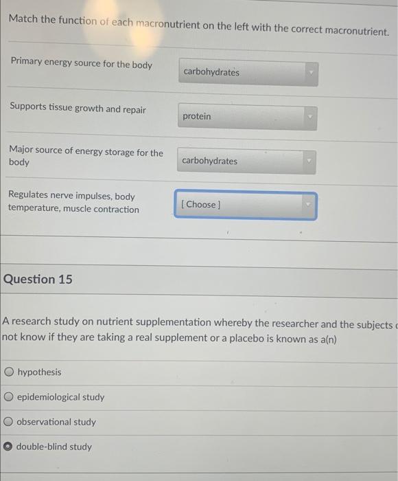 Solved Match the function of each macronutrient on the left | Chegg.com