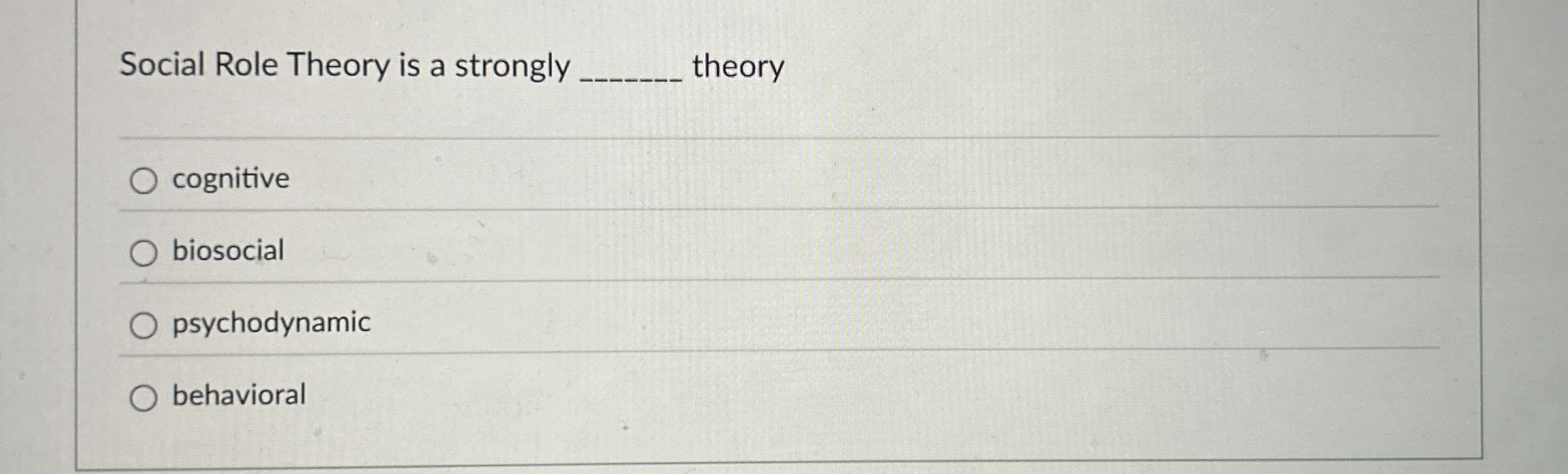 Solved Social Role Theory is a | Chegg.com
