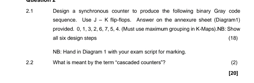 Solved 2.1 ﻿Design a synchronous counter to produce the | Chegg.com