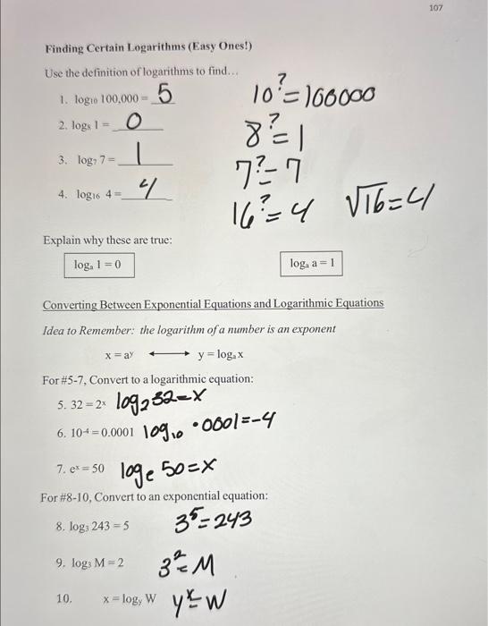 Solved Exponentials and Logs Let's see how you're coming | Chegg.com