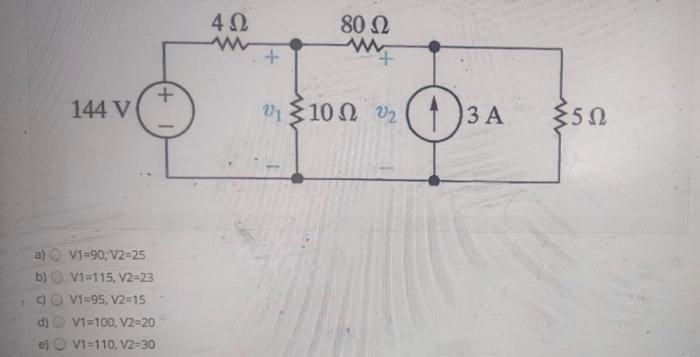 Solved Find the potentials v1 and v2 in the circuit using | Chegg.com