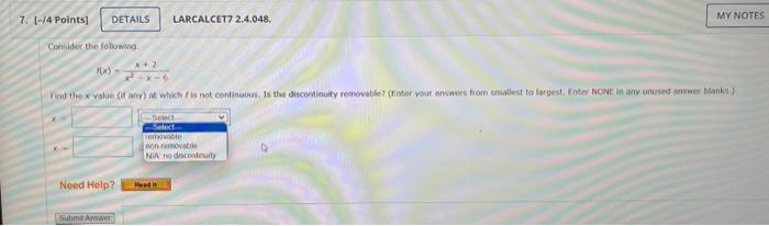 Solved 7. [-/4 Points] DETAILS Consider the following. X = x | Chegg.com