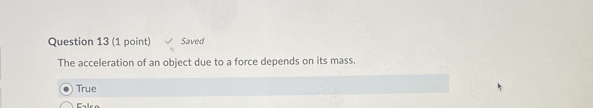 Solved Question 13 (1 ﻿point) ﻿SavedThe acceleration of an | Chegg.com