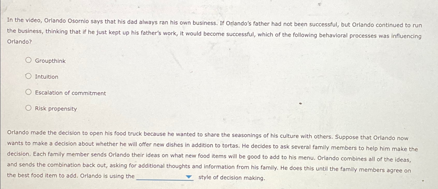 Solved In the video, Orlando Osornio says that his dad | Chegg.com