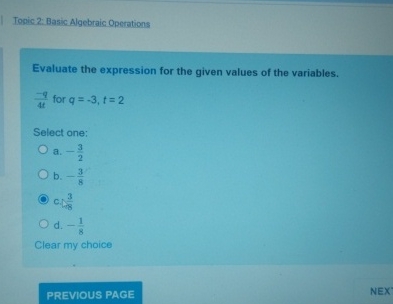 Solved Topic 2: Basic Algebraic OperationsEvaluate the | Chegg.com