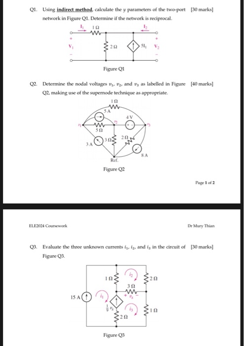 Solved Using indirect method, calculate the y parameters of | Chegg.com