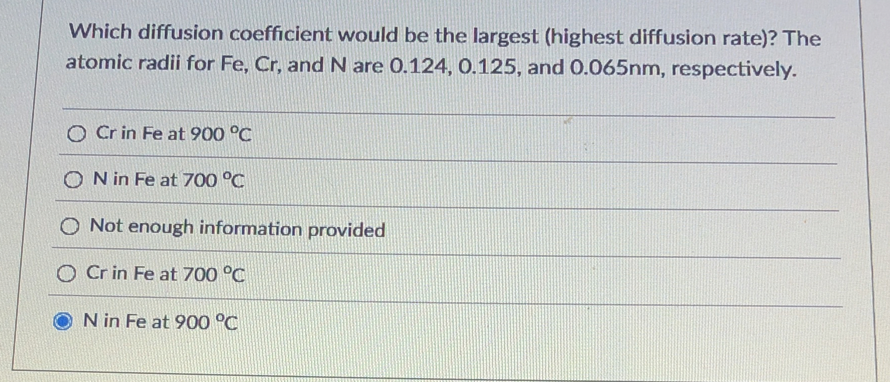 Solved Which diffusion coefficient would be the largest | Chegg.com