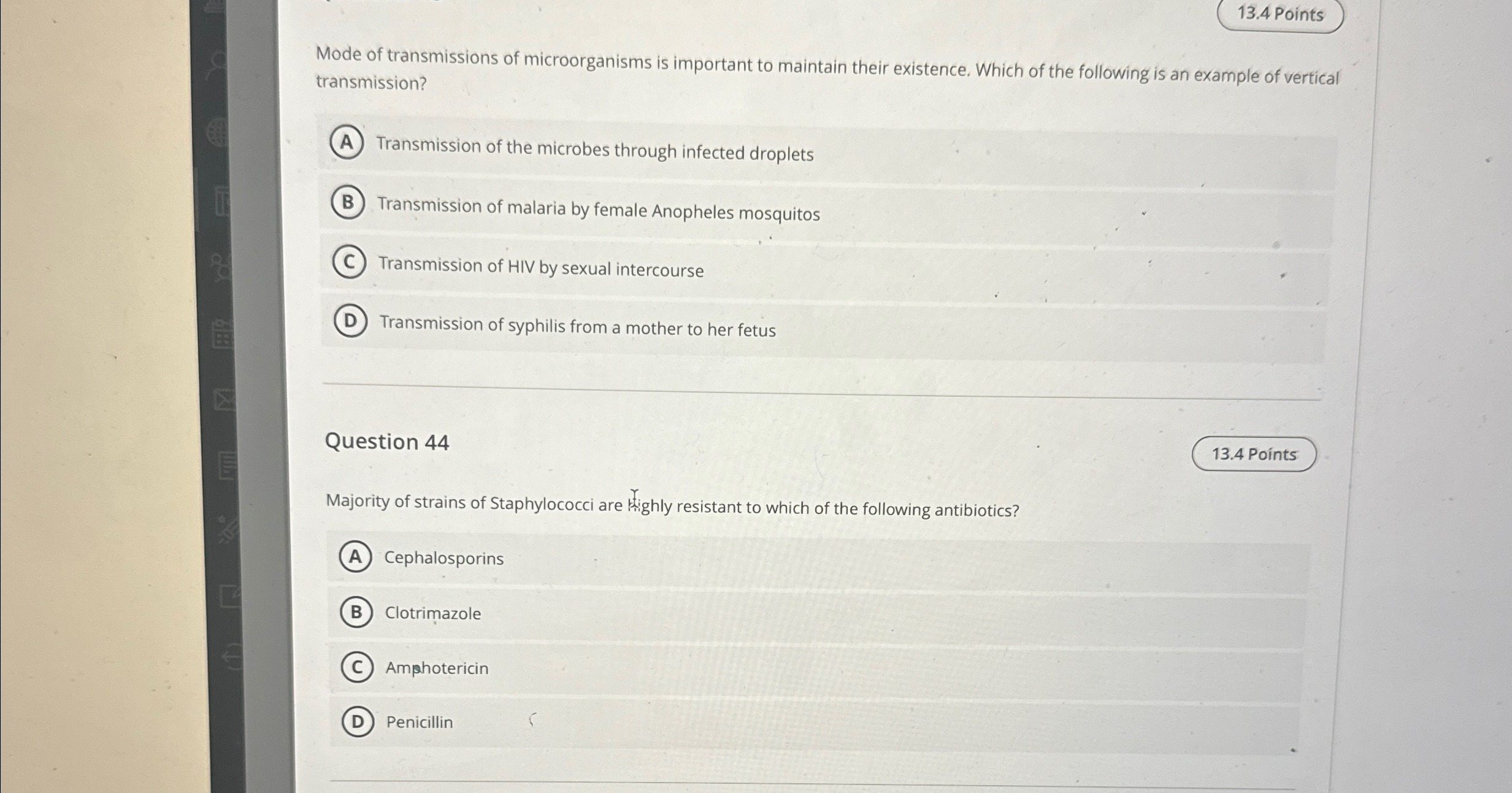 Solved 13.4 ﻿PointsMode of transmissions of microorganisms | Chegg.com