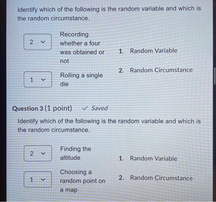 Solved Identify which of the following is the random | Chegg.com