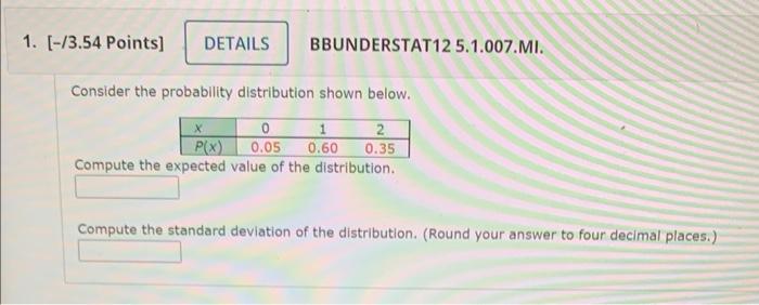 Solved Consider the probability distribution shown below. | Chegg.com