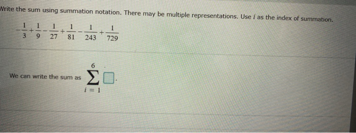 Solved write the sum using summation notation. There may be | Chegg.com
