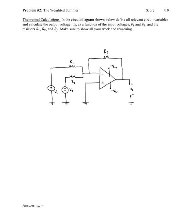 Solved Problem #2 : The Weighted Summer Score: /10 | Chegg.com