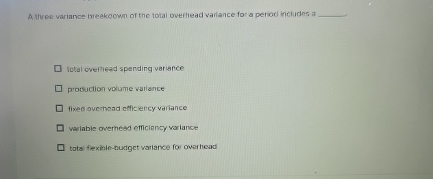 Solved A three variance breakdown of the total overhead | Chegg.com