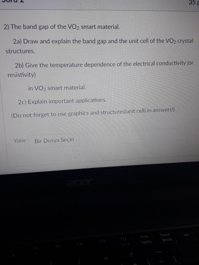 35 F 2) The band gap of the VO2 smart material. 2a) | Chegg.com