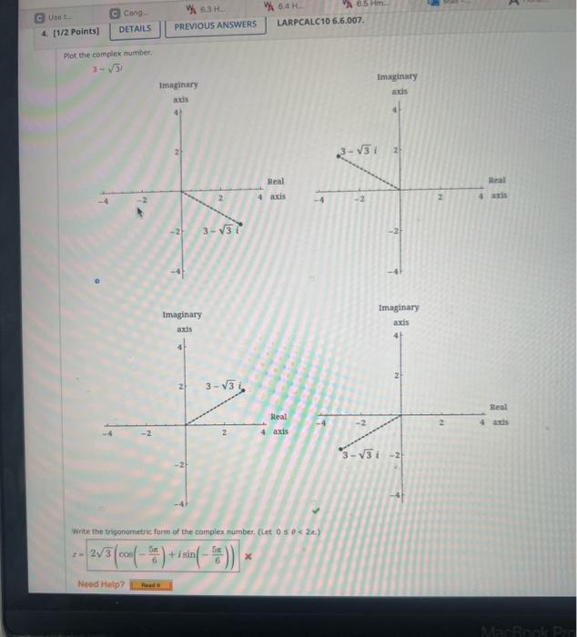 Solved Plot the complex number. 3=3 Write the trigonometris | Chegg.com