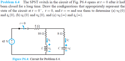 Solved The SPST switch in the circuit of Fig. P6.4 opens at | Chegg.com