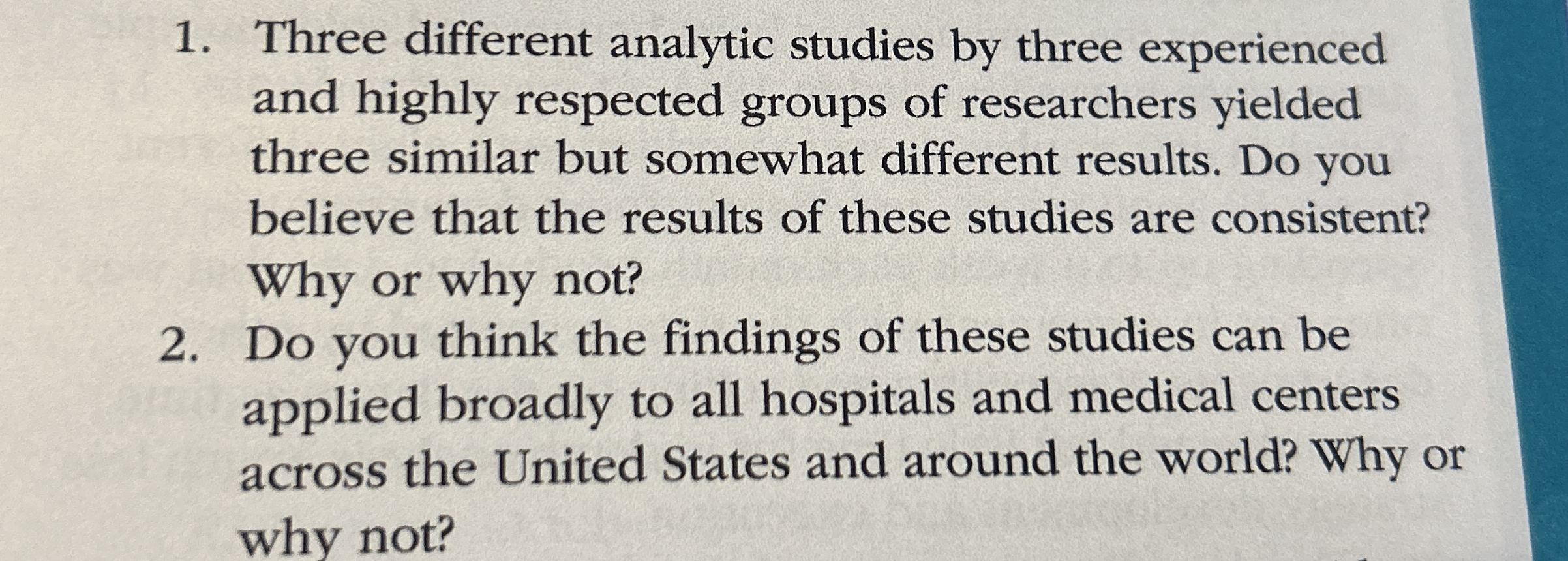 Solved Three different analytic studies by three experienced | Chegg.com
