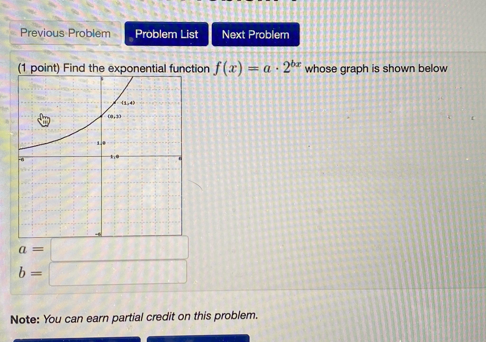 Solved Previous:Problem(1 ﻿noint) ﻿Find the exnnnential fu | Chegg.com