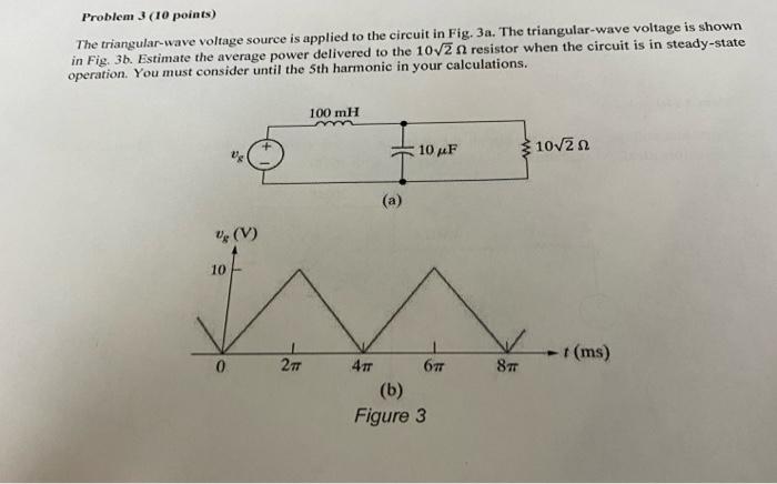 Solved Problem 3 (10 points) The triangular-wave voltage | Chegg.com