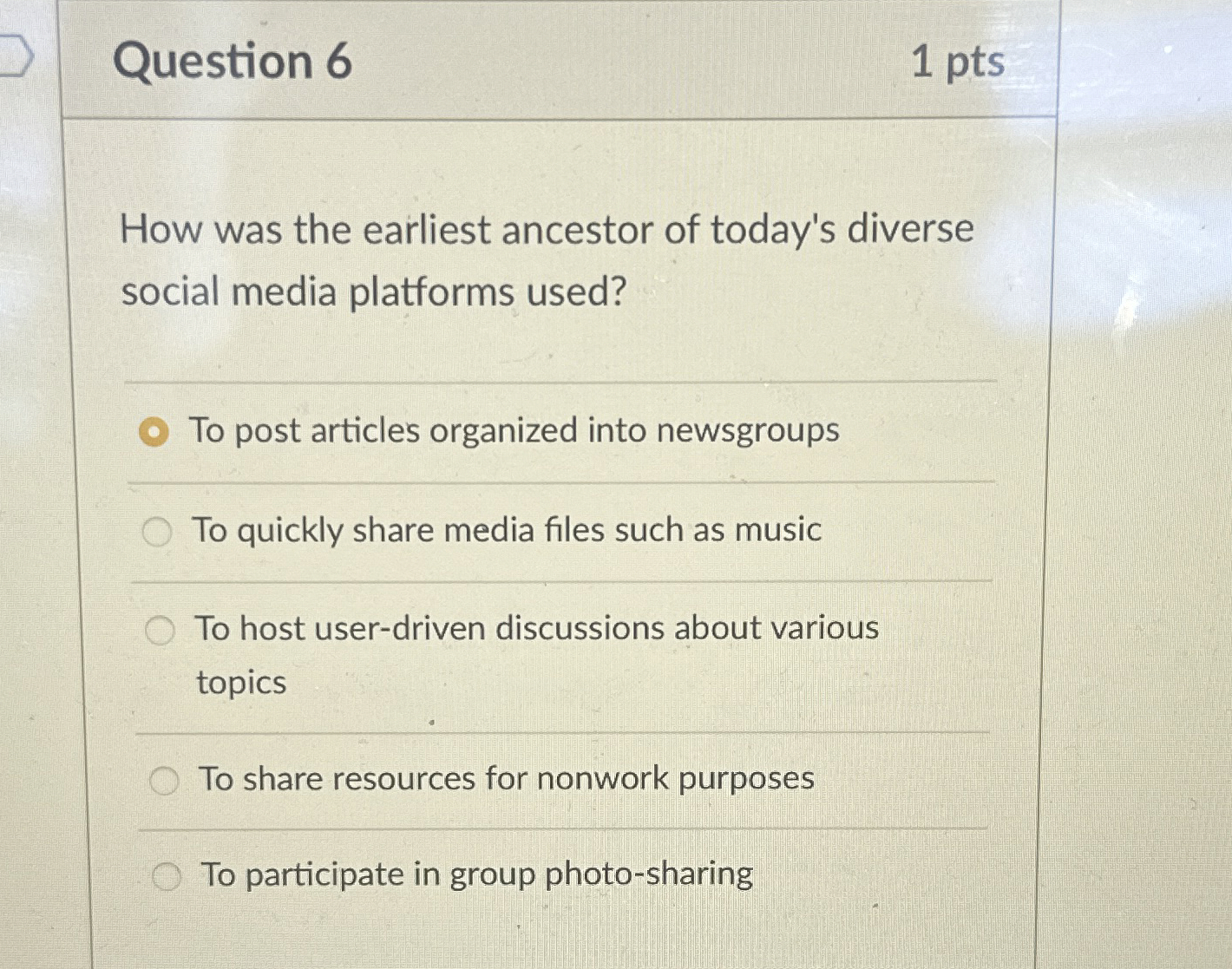 Solved Question 61 ﻿ptsHow was the earliest ancestor of | Chegg.com