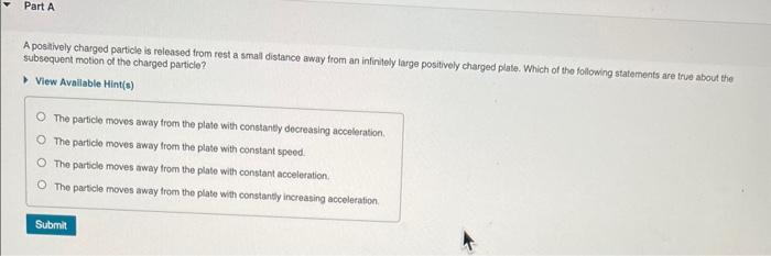 Solved A positively charged particle is released from rest a | Chegg.com
