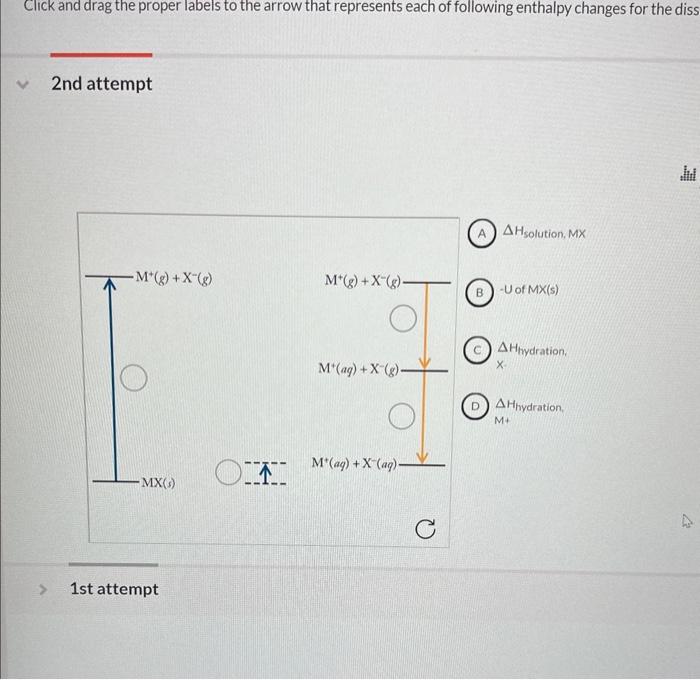 Solved 2nd attempt ΔHsolution, MX −U of MX( s) ΔHtydration. | Chegg.com