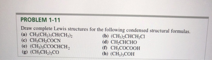 Solved PROBLEM 1-11 Draw complete Lewis structures for the | Chegg.com