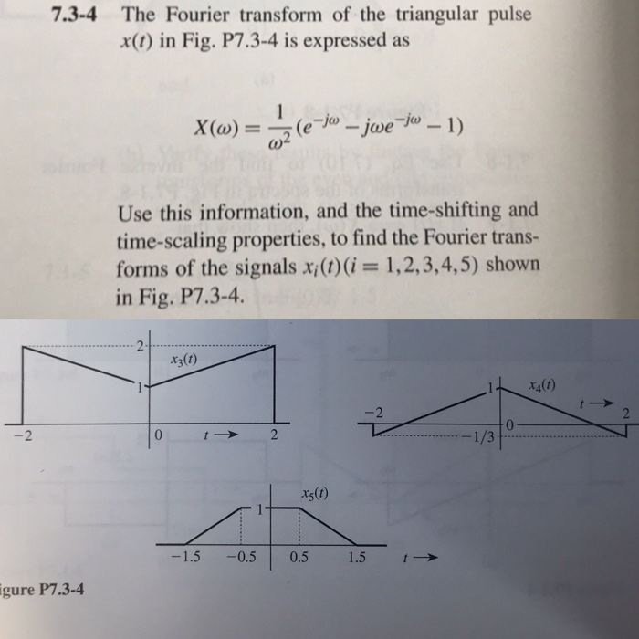 Solved 7.3-4 The Fourier transform of the triangular pulse | Chegg.com
