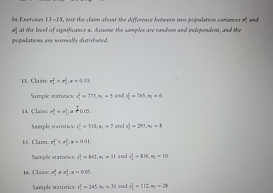 Solved In Exercises 13-18, ﻿test the claim about the | Chegg.com