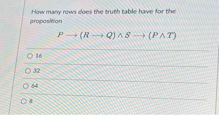 Solved How many rows does the truth table have for the | Chegg.com