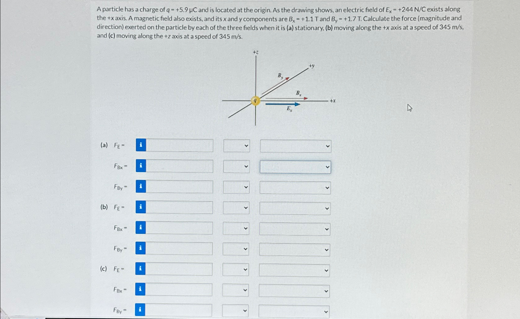Solved A particle has a charge of q=+5.9μC ﻿and is located | Chegg.com