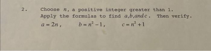 Solved 2. Choose n, a positive integer greater than 1. Apply | Chegg.com