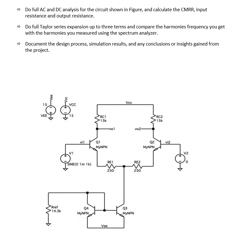 Solved => ﻿Do full AC and DC analysis for the circuit shown | Chegg.com