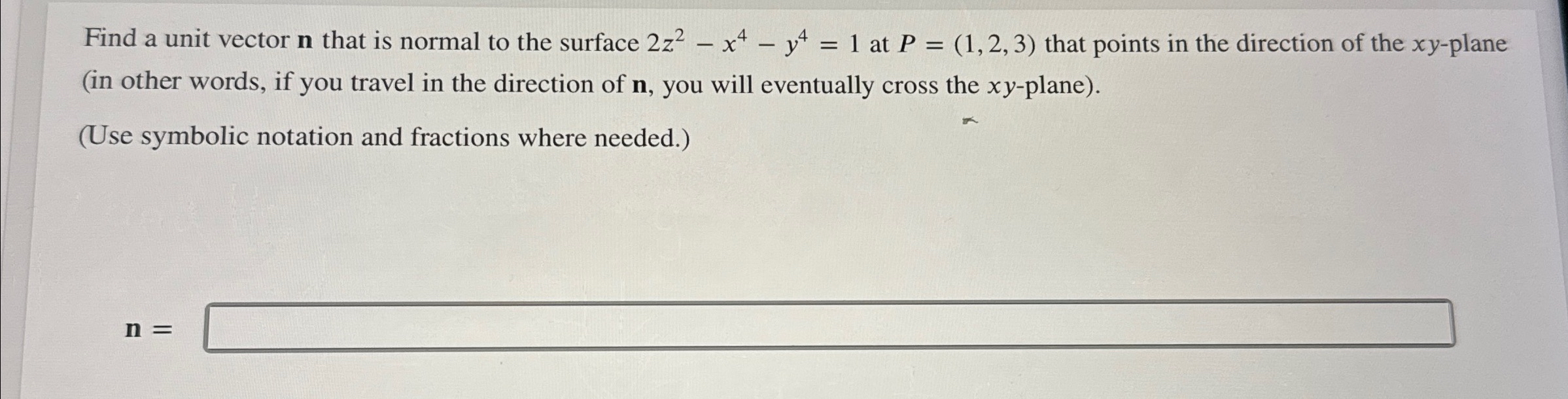Solved by an EXPERT Find a unit vector n ﻿that is normal to the surface | Chegg.com
